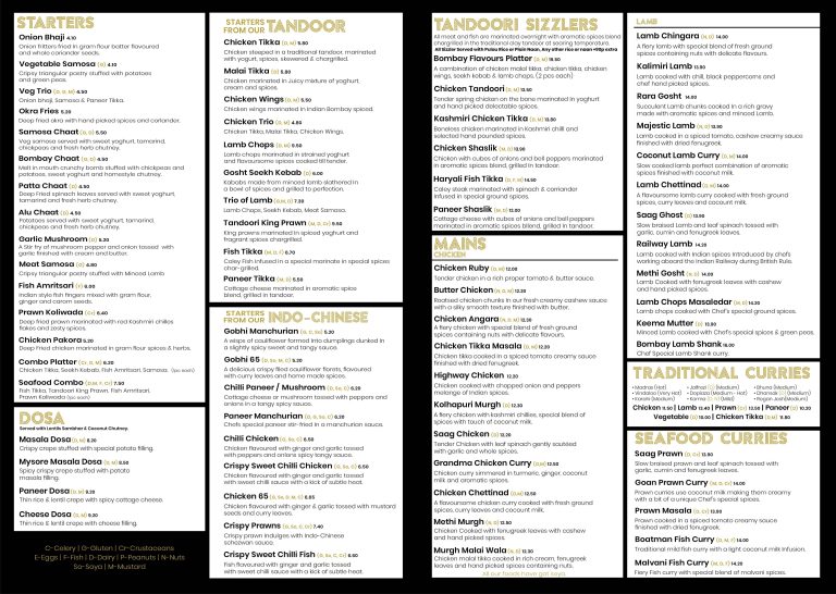 Menu – Bombay Flavours